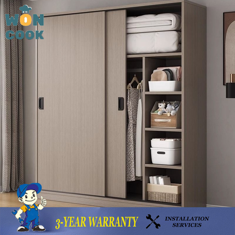 WON Wardrobe Cabinet Household Storage Sliding Door Solid Wood ...
