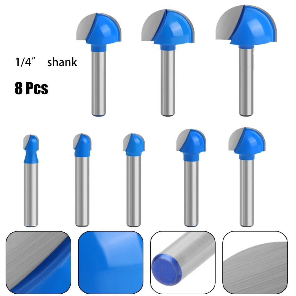 On 1/4 Shank Ball Nose Router Bits End Mill Round Cove Box Solid CNC ...