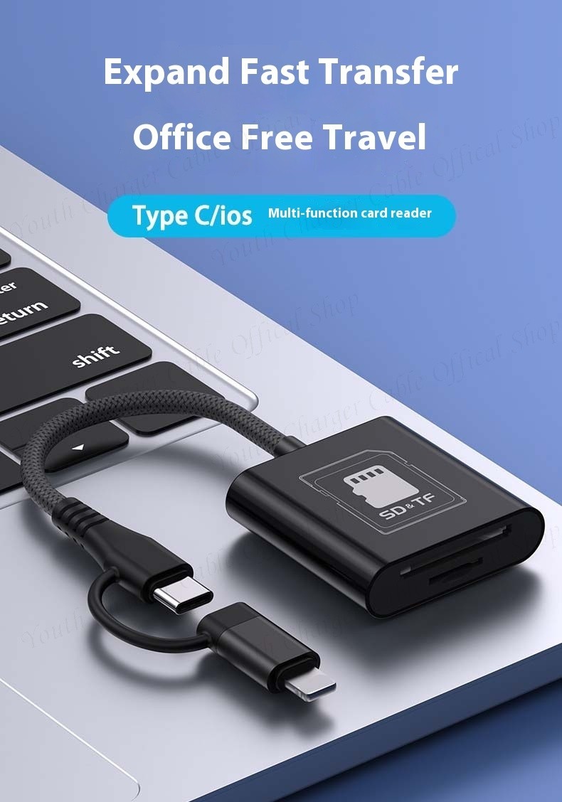 2-in-1 Dual Card Reader SD/TF Memory Card Adapter Multifunctional Type ...