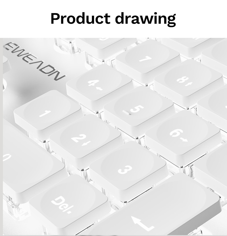 EWEADN GX710/V20 Keyboard silent, All-Metal Panel 104 Keys Wired with ...