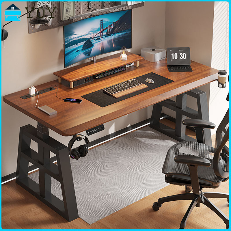 Computer Table Solid Wood Electric Lift Table Home Desk Study Desk ...