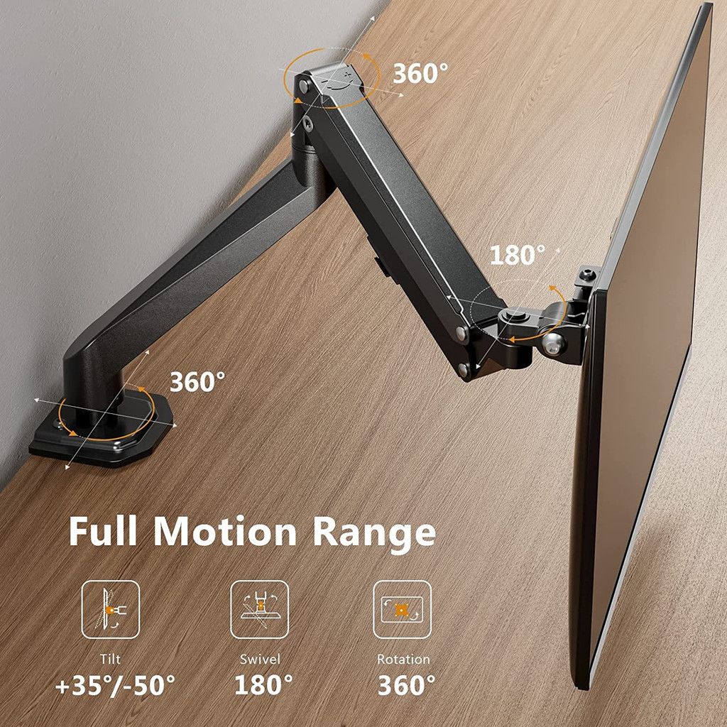 💻🔥 Monitor Bracket Arm Verge Gas Spring Monitor Desk Mount, Full Motion ...