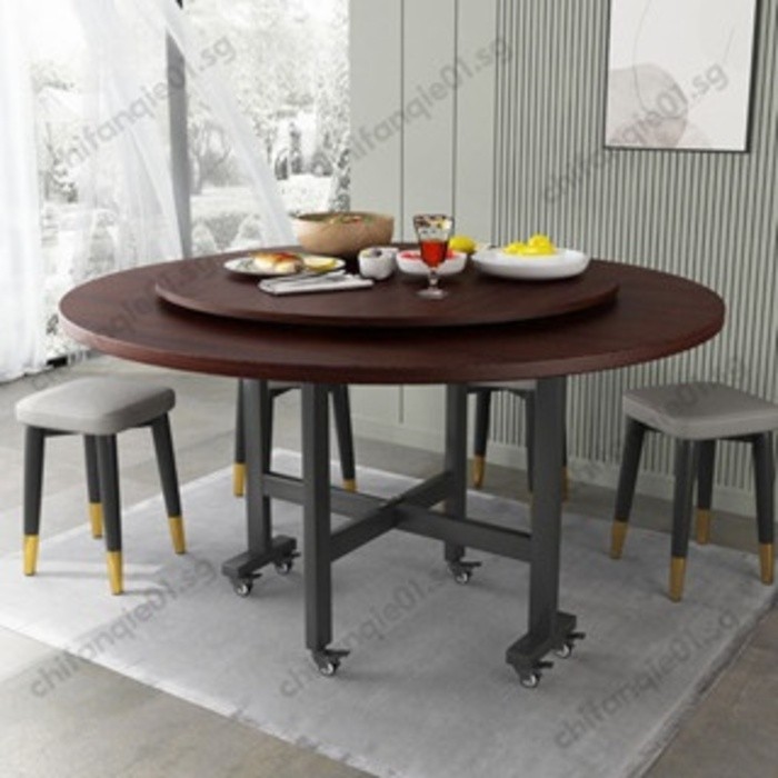 10 Person Round Desktop Multifunctional Dining Table Solid Wood ...