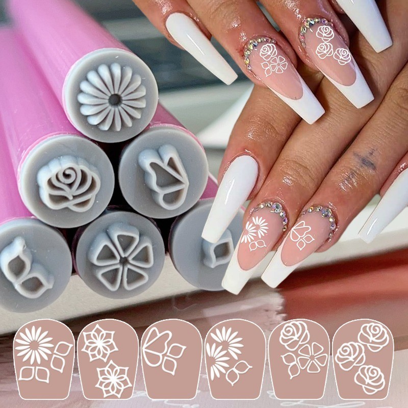 Nail Art Stamp Pen Set - Floral Butterfly Pattern - Manicure Painting ...