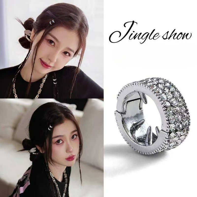 Jennie's Same Metallic Silver Round Braided Hair Buckle Sweet and Cool ...