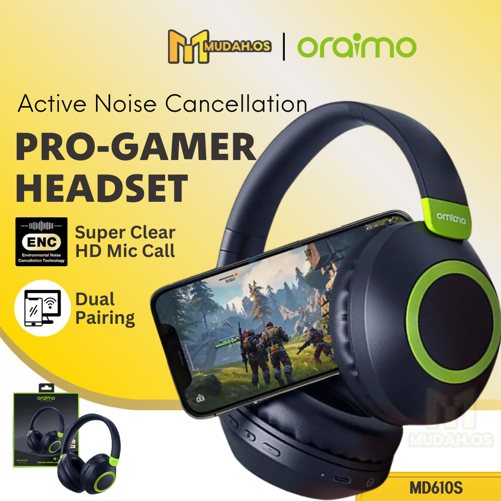 ORAIMO Super Bass Noise Cancelling ANC Gaming Wireless Headset ...