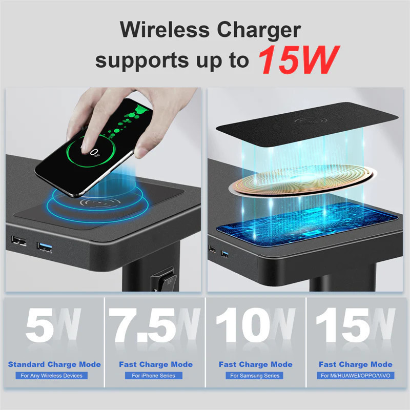 Smart Ergo Wireless Charging Premium Monitor Stand with USB Data Ports ...