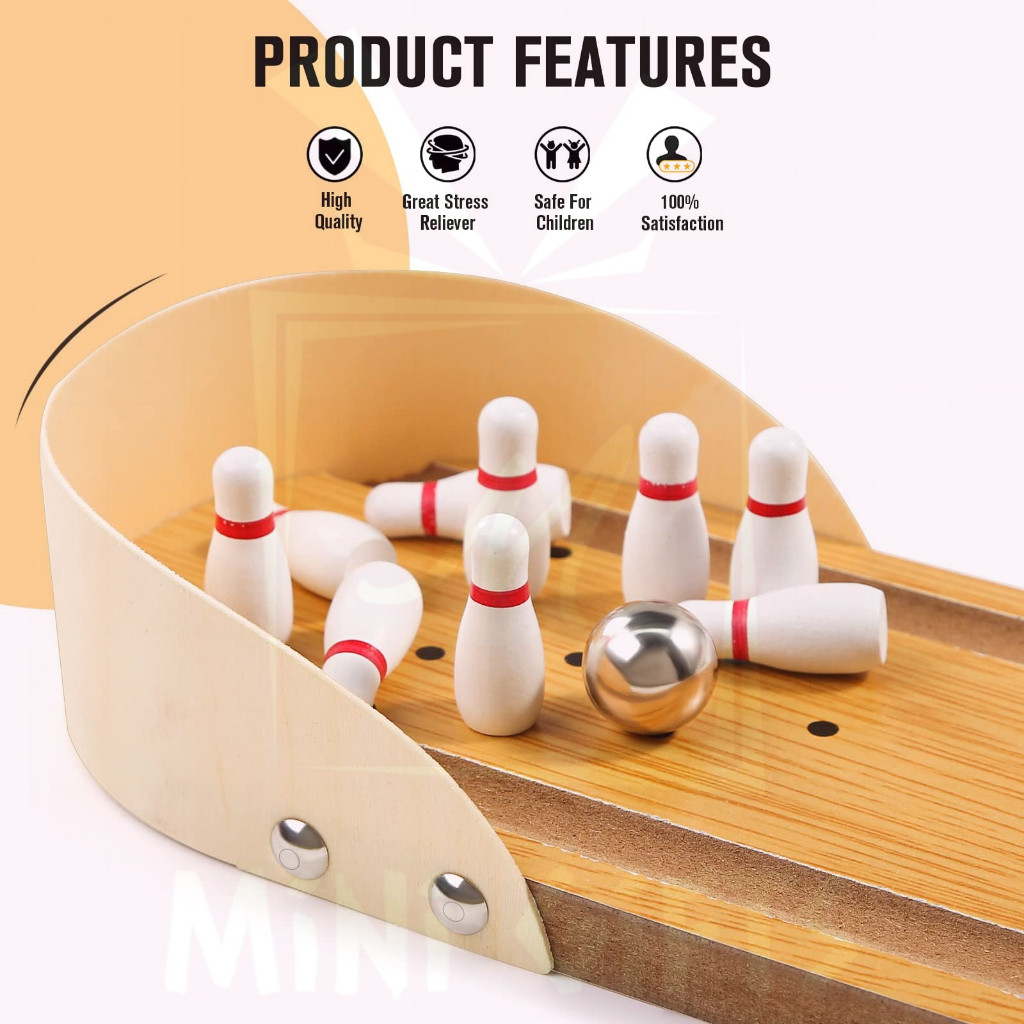 【Mini Gifts】Mini Bowling Set Wooden Tabletop Bowling Game Desk Toys ...