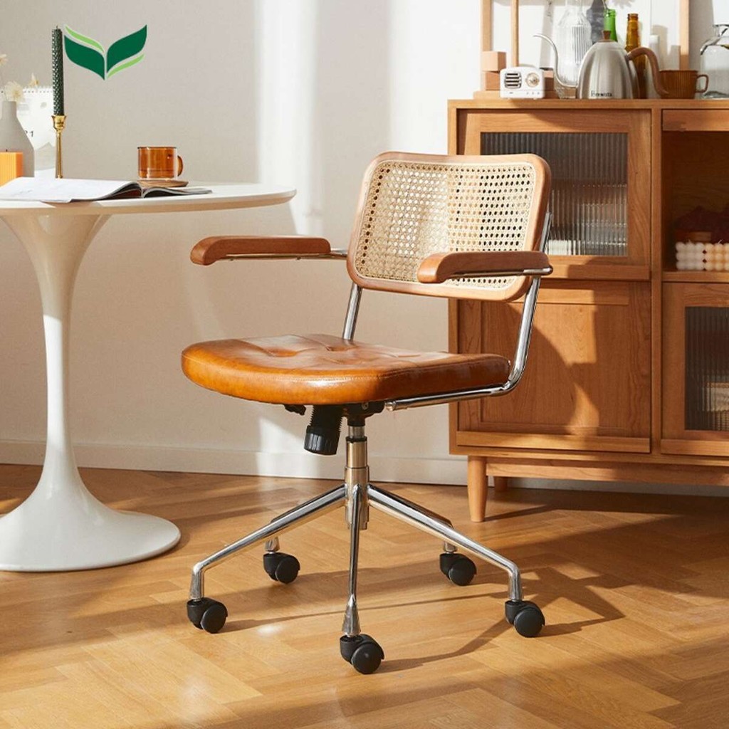 XX Office Chair Nordic Rattan Study Chair Rotating Movable Chairs ...