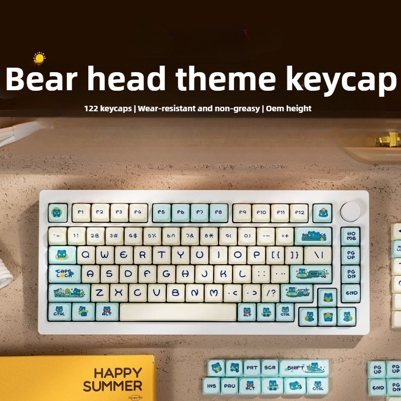 Bear Head Theme Keycap OEM Profile Ice Cream Bear Cute Personality PBT ...