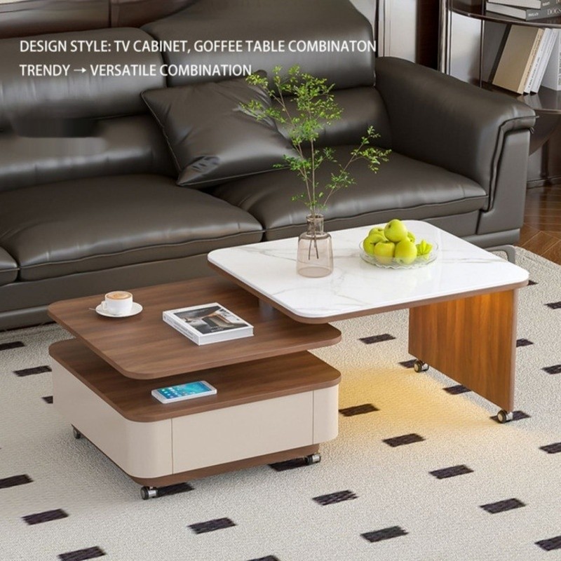 Tea Table Rotating Modern Ceramic Coffee Table Space Saving Design For ...
