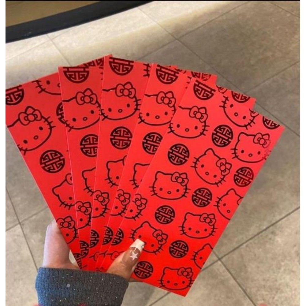 5Pcs/Set Cute Cartoon Sanrio Hello Kitty Chinese New Year Bronzing Red ...