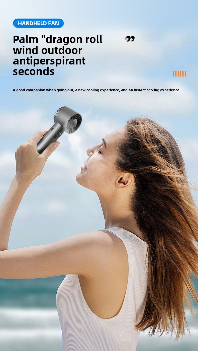 Ice Sensation High Wind Handheld Fan Digital Display Charging Portable ...