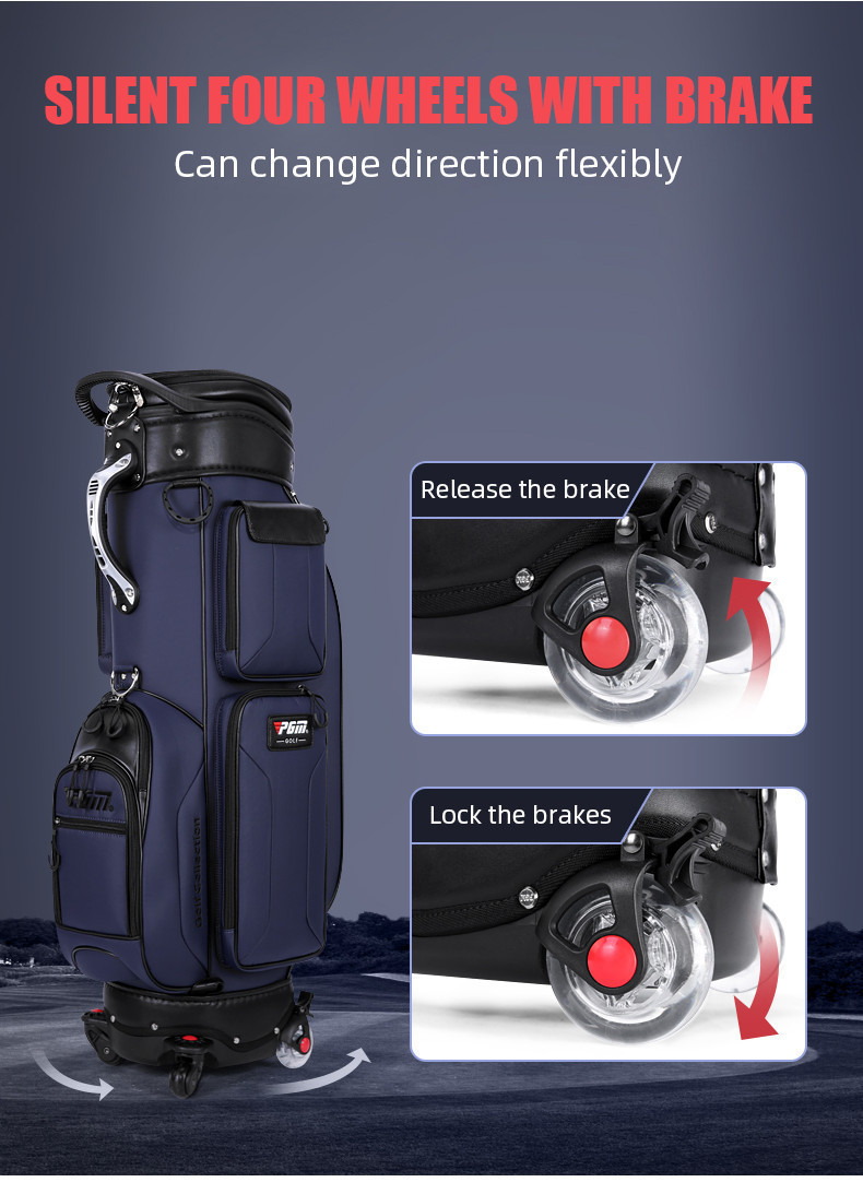 PGM 4 wheel waterproof telescopic golf travel bag with brake system and ...