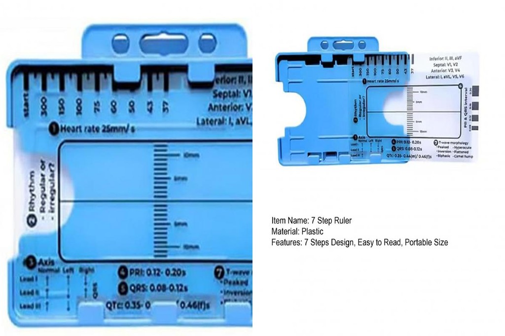 {downey} Easy-to-read Ekg Reference Card Portable Ekg Ruler Transparent ...