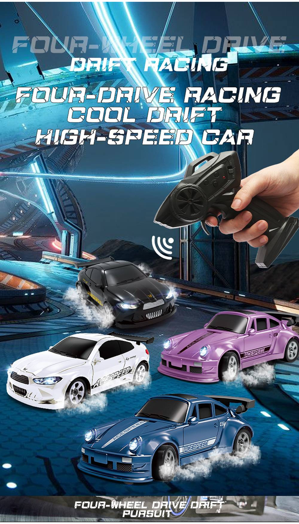 1:64 4WD MINI RC Car Proportional Throttle Steering Remote Control ...