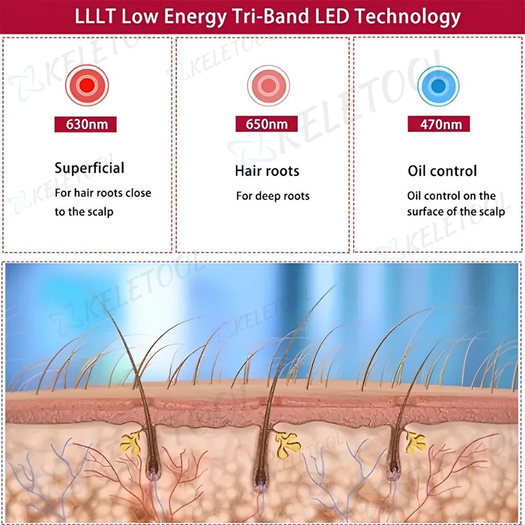 Infrared Hair Growth Cap Hair Growth Instrument Red and Blue Light Hair ...