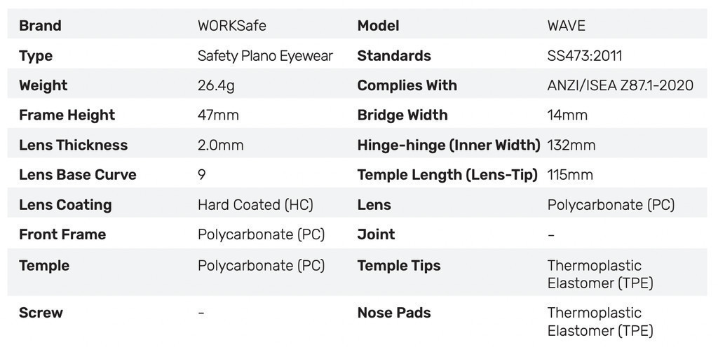WORKSafe Wave Safety Glasses, Lightweight Wraparound Plano Eyewear ...