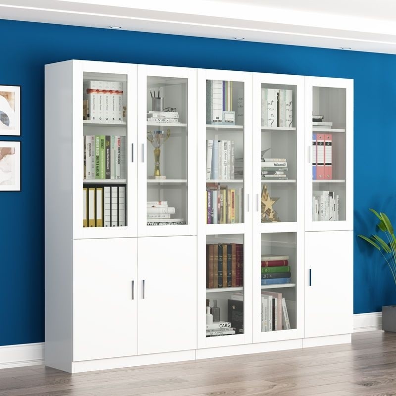 Wooden File Cabinet Glass Door Bookshelf Cabinet Data Cabinet Bookcase ...