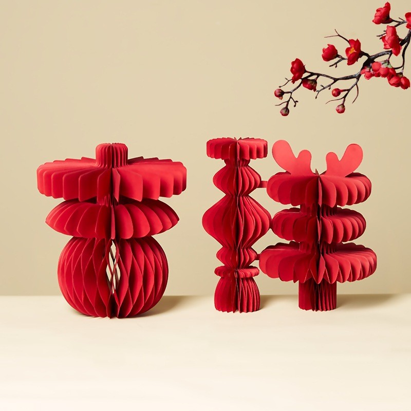 2025 CNY Decor Snake Year 3D Origami Lucky Character Pendant Festive ...