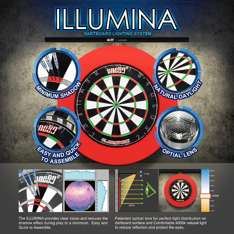 One80 Illumina Dartboard Light - Bright Daylight Dart board Lighting ...