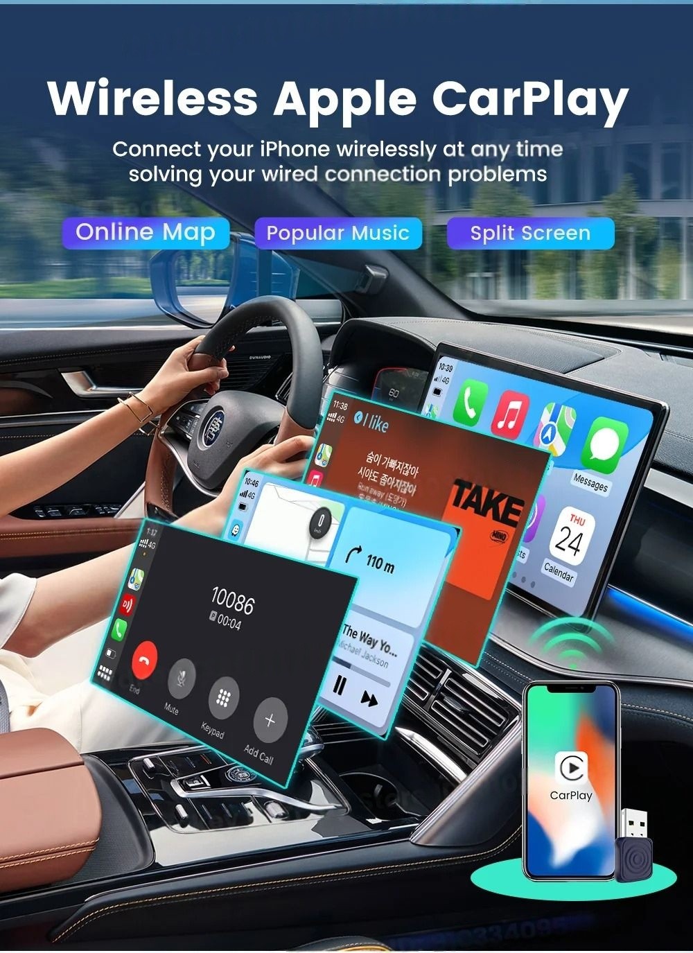 Carlinkit 2in1 Mini Ultra Wireless Carplay Adapter and Android Auto ...