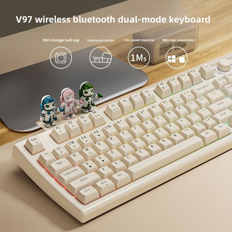 EWEADN V97 Bluetooth/2.4G Dual-Mode Silent Keyborad RGB Backlit with ...