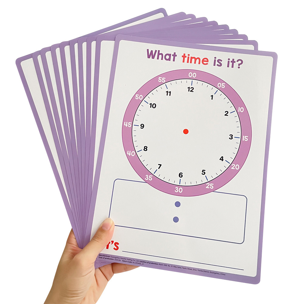 Children Learning Clock Educational Poster Erasable Demonstration ...