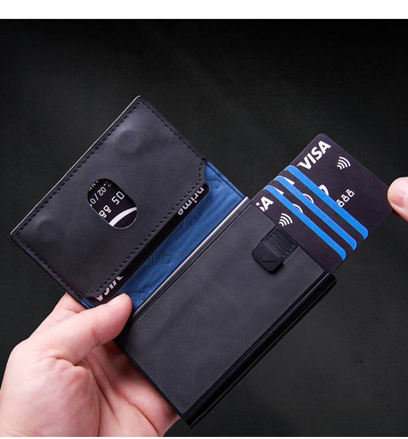 Slim RFID Blocking Pocket Wallet Minimalist Pop up Card Holder With ...
