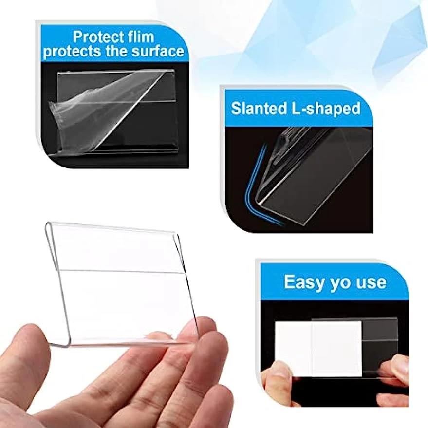 Transparent Acrylic L-shaped Stand Price Tag Label Table Card Price Tag ...