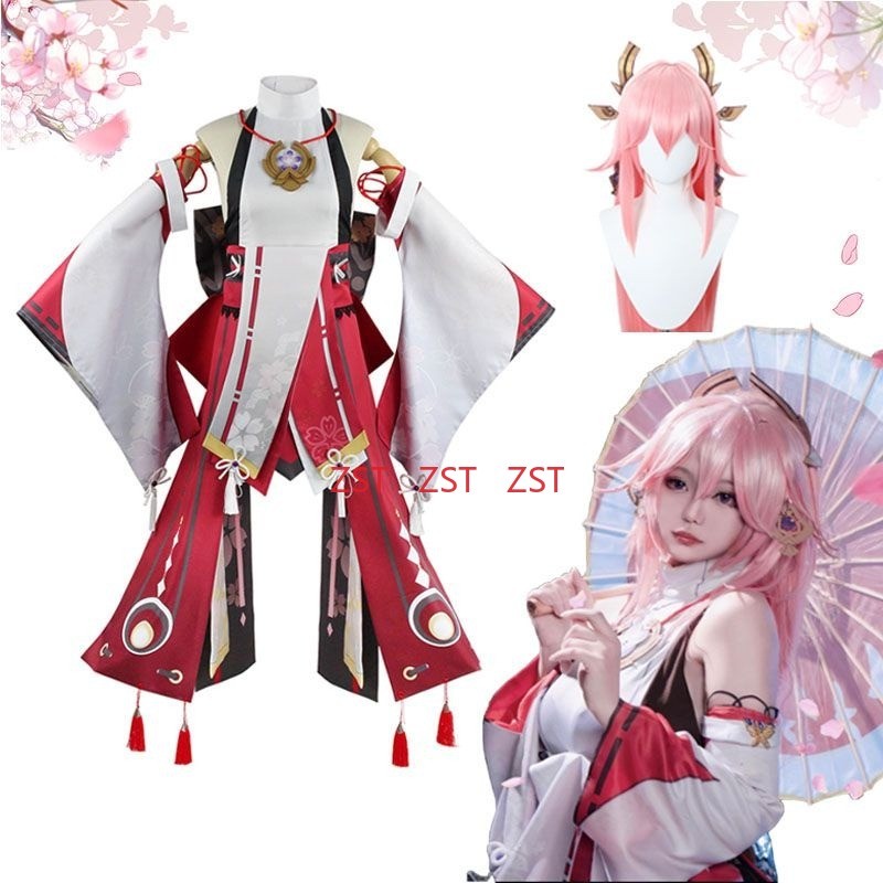 ZST Genshin Impact Yae Miko Cosplay Costume Battle Suit Uniform Outfits ...