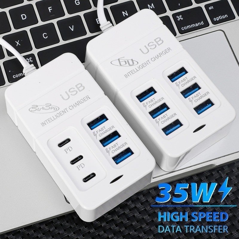 [ Featured ] 35W Multi-port USB Charger Socket - 6 Ports USB Hub - UK ...