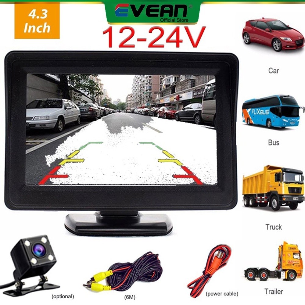 in stock Evean 12V-24V 4.3' inch TFT LCD Car Monitor HD Display Rear ...
