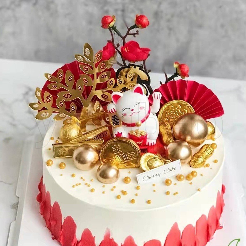 LED Lucky Cat Cake Decoration Lucky Cat Cake Top Baking Decoration Cake ...