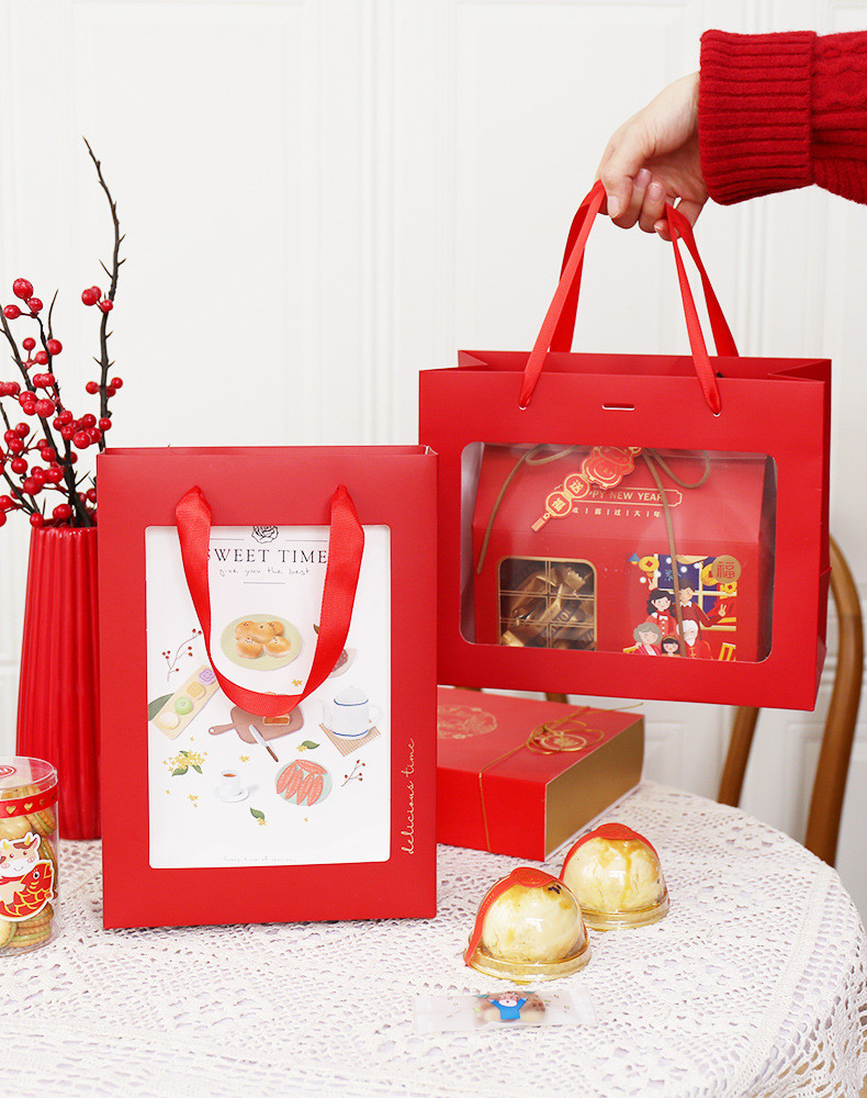 CNY 2025 Chinese New Year Red Gift Bag/Year of the Snake Open Window ...