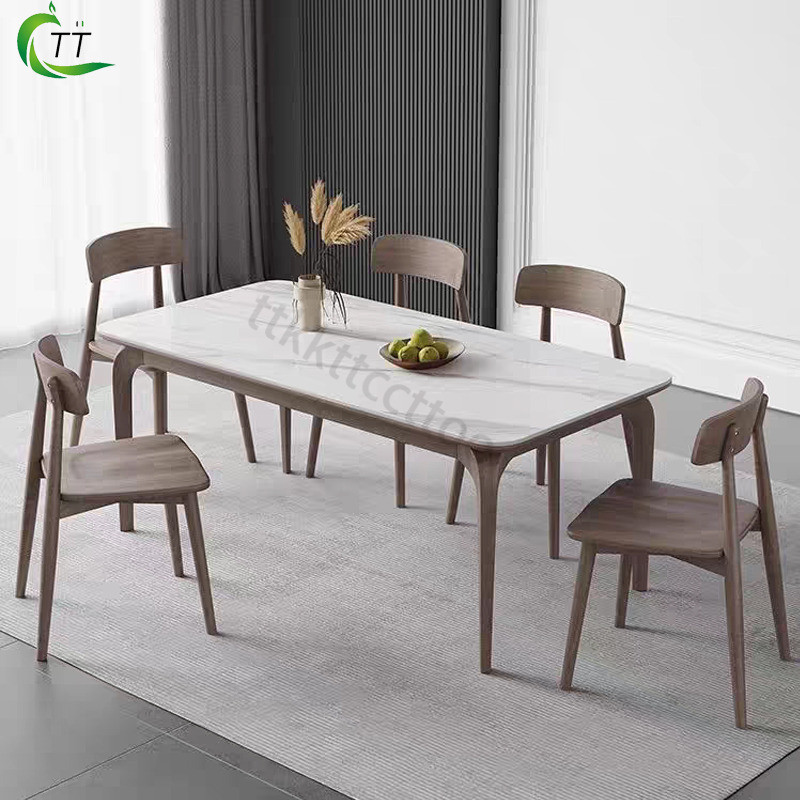 TTKK Dining Table Solid Wood Rock Plate Dining Table And Chair ...