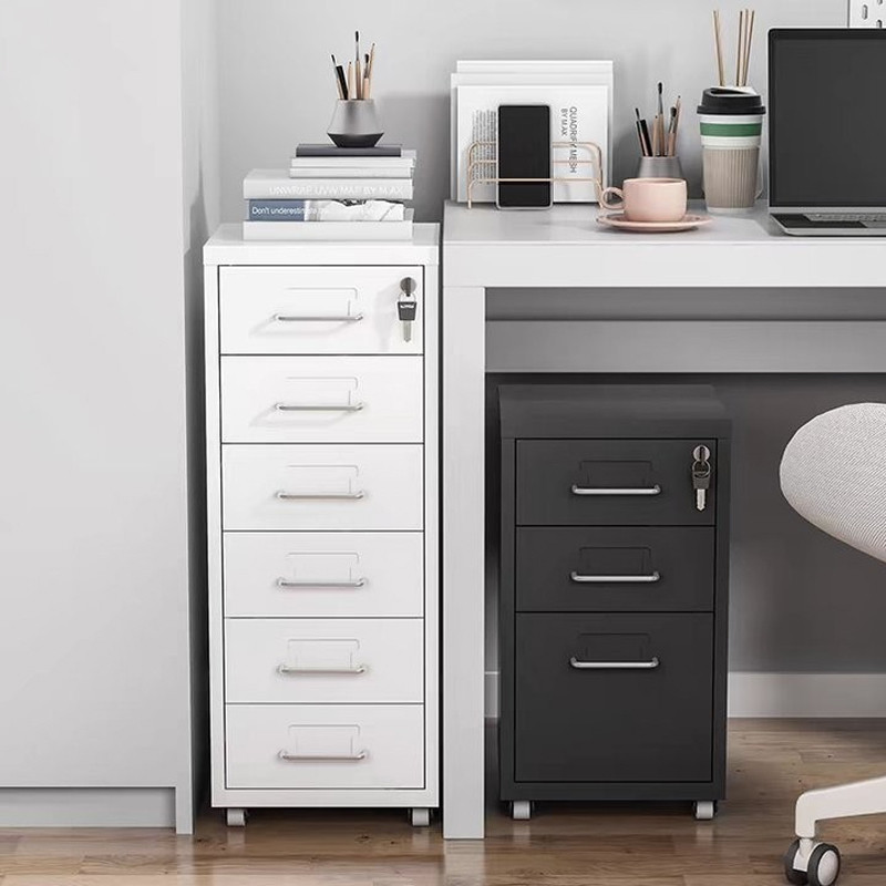 3/5/6L Metal File Drawer With Lock Home Office Cabinet Table Storage ...