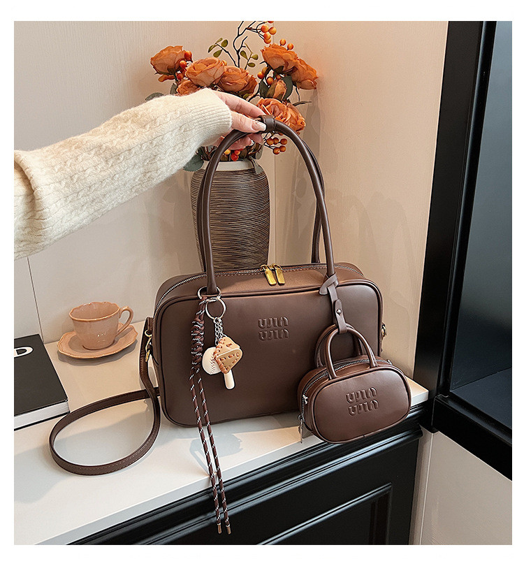 Tas Retro Bowling Handbag Boston Bag for Women Shoulder Crossbody Tote ...
