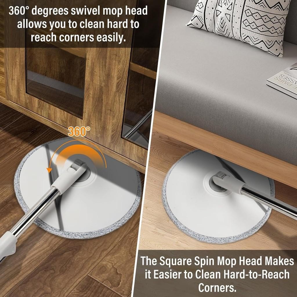 Spin Mop Set and Bucket System Set – Easy-to-use Spin Mop with Separate ...