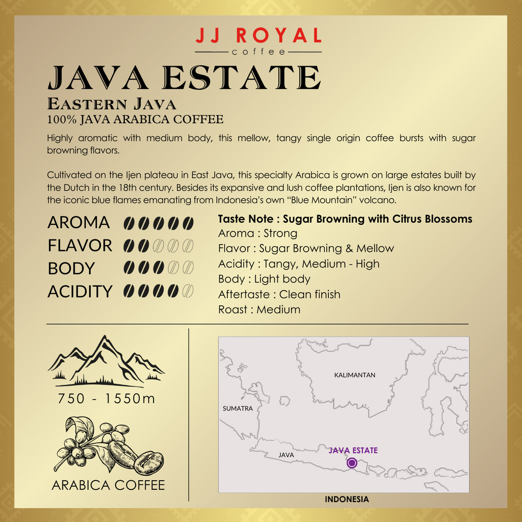 JJ Royal Coffee | Java Estate 100% Java Arabica Coffee (Whole Bean ...