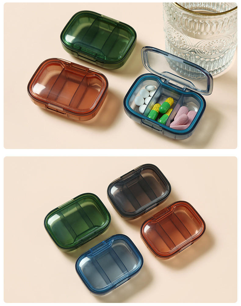 Portable mini pill box, on-the-go morning, midday and evening ...