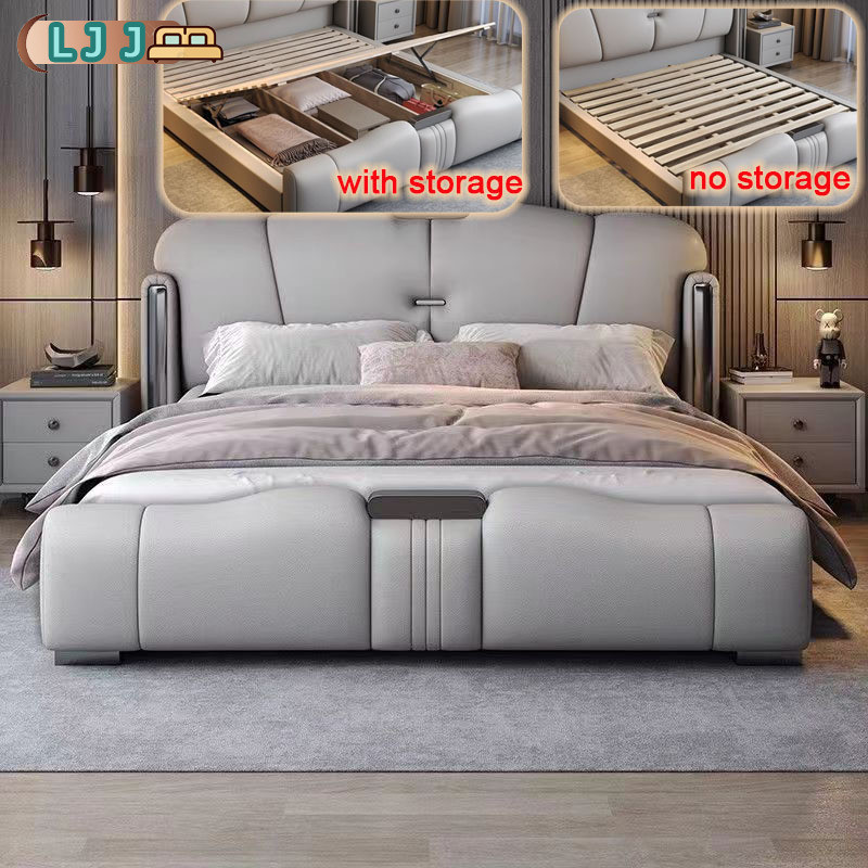 Double bed 1.8 meters simple master bedroom leather bed 2 meters double ...