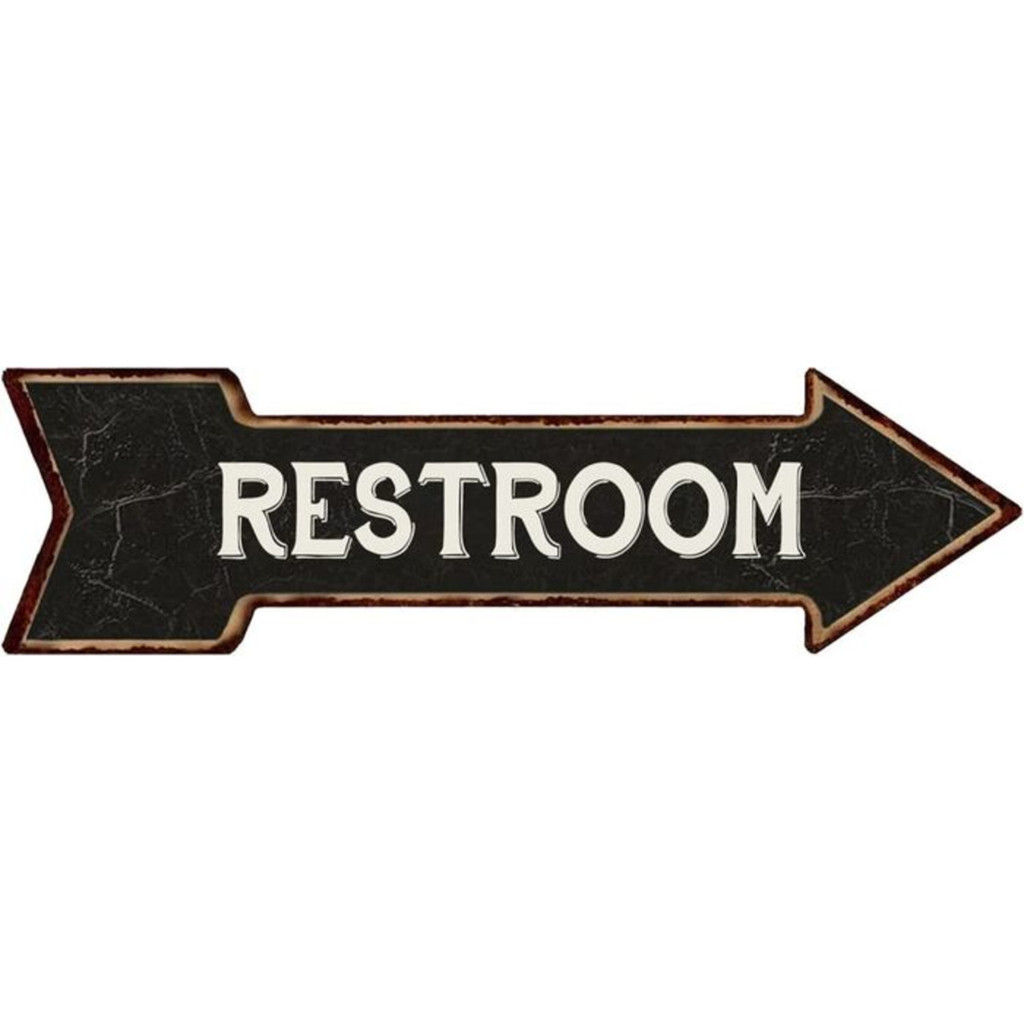 Mukuko Restrooms Metal Right Arrow Sign, Rustic Wall Décor Bathroom ...