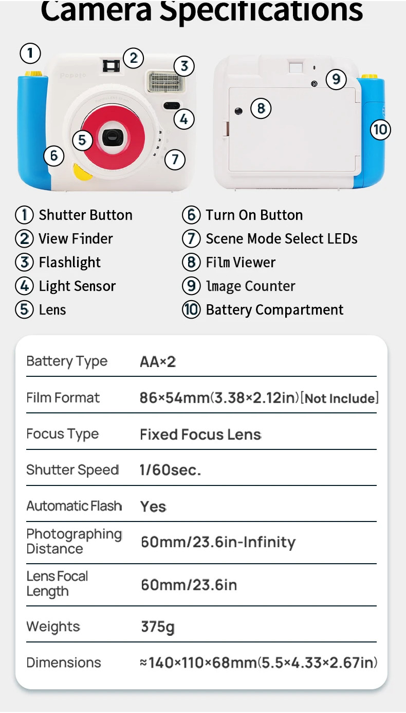 POPOTO Instant Camera / Instant Film Camera / Children's Gift Camera ...