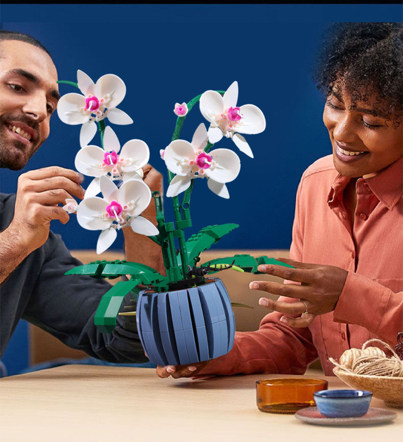 Compatible with Lego Orchid Building Blocks Bouquet Succulent Green ...