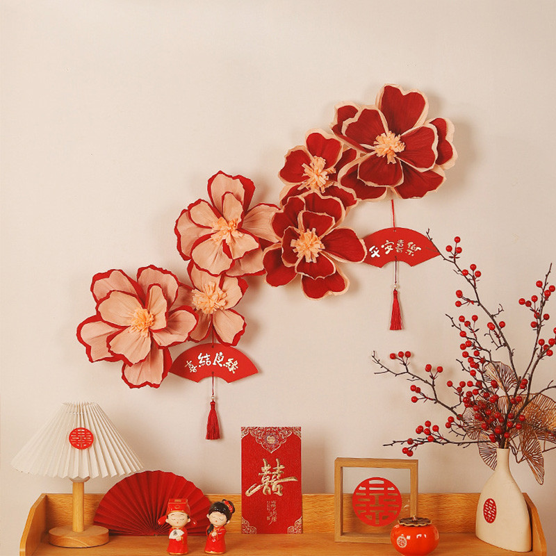 3pcs Wedding Wall Stickers Creative Wrinkle Flower Sticker Living Room ...