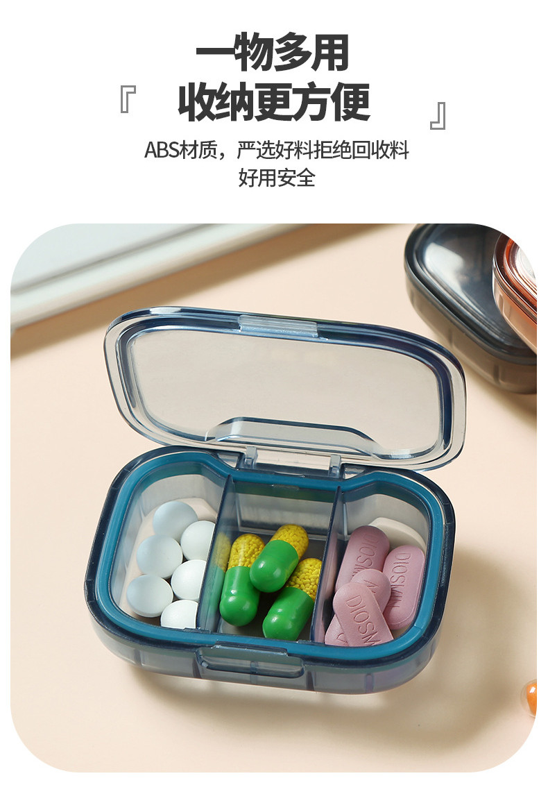Portable mini pill box, on-the-go morning, midday and evening ...