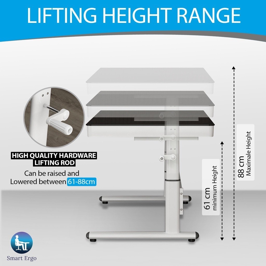Smart Ergo Height Adjustable Computer Table with Drawers | Ergonomic ...