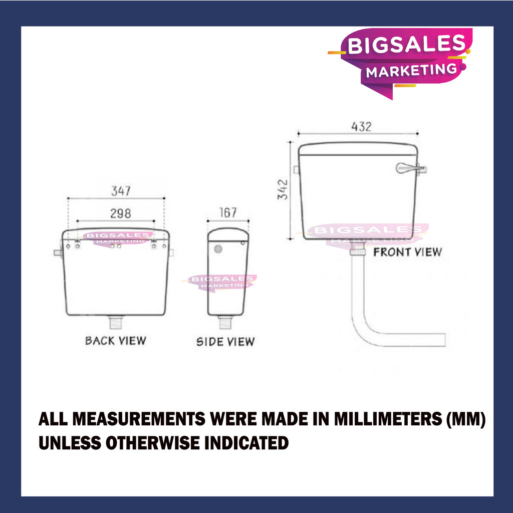 TECHPLAS 9L Elegen Low Level Plastic Cistern/ Tangki Pam Tandas Duduk ...