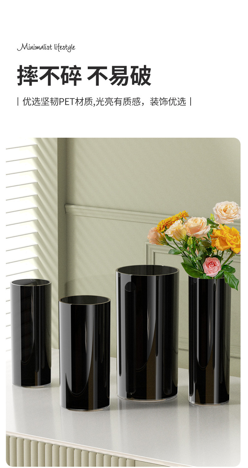 [48H Shipping] Nordic Flower Arranging Bucket Pure Black Vase Large ...